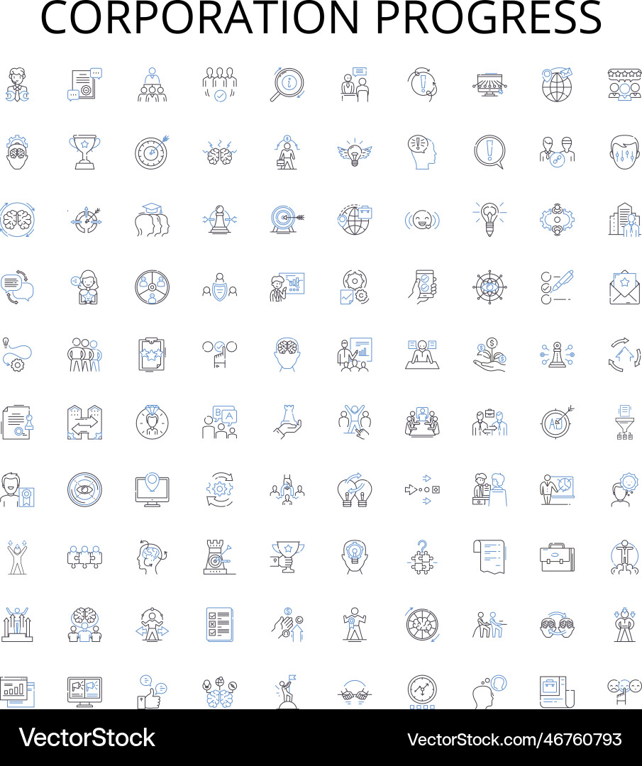 Corporation progress outline icons collection Vector Image