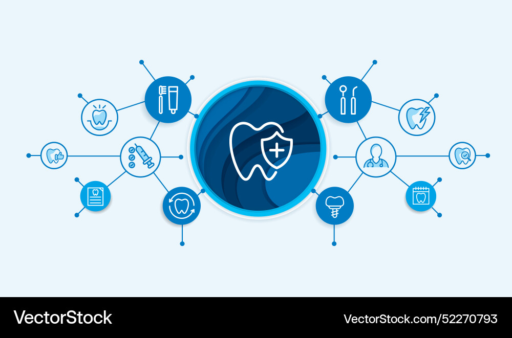 Dentistry web icon set in line style dentist Vector Image