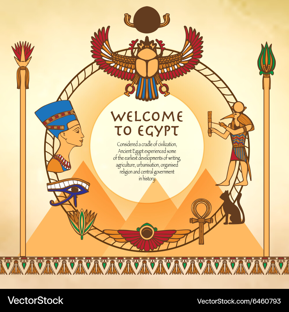 Egyptian background with frame Royalty Free Vector Image