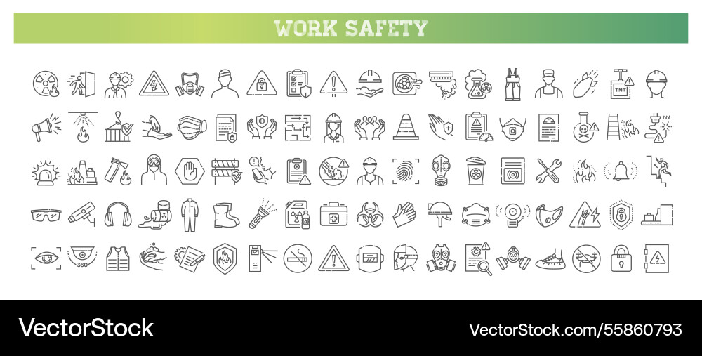 Labor Safety Icon Set Royalty Free Vector Image