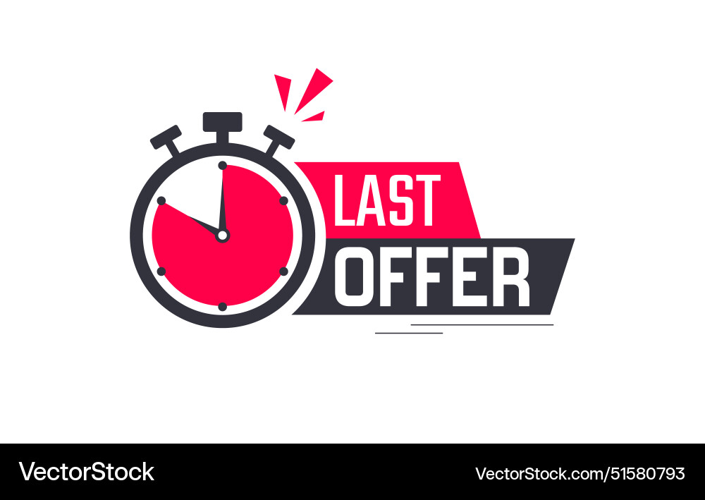 Last offer banner with timer symbol countdown Vector Image