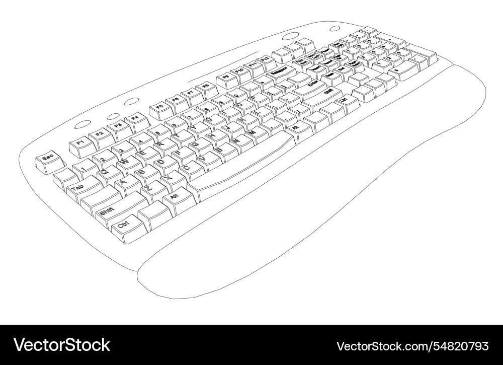 Outline of a computer keyboard from black lines Vector Image
