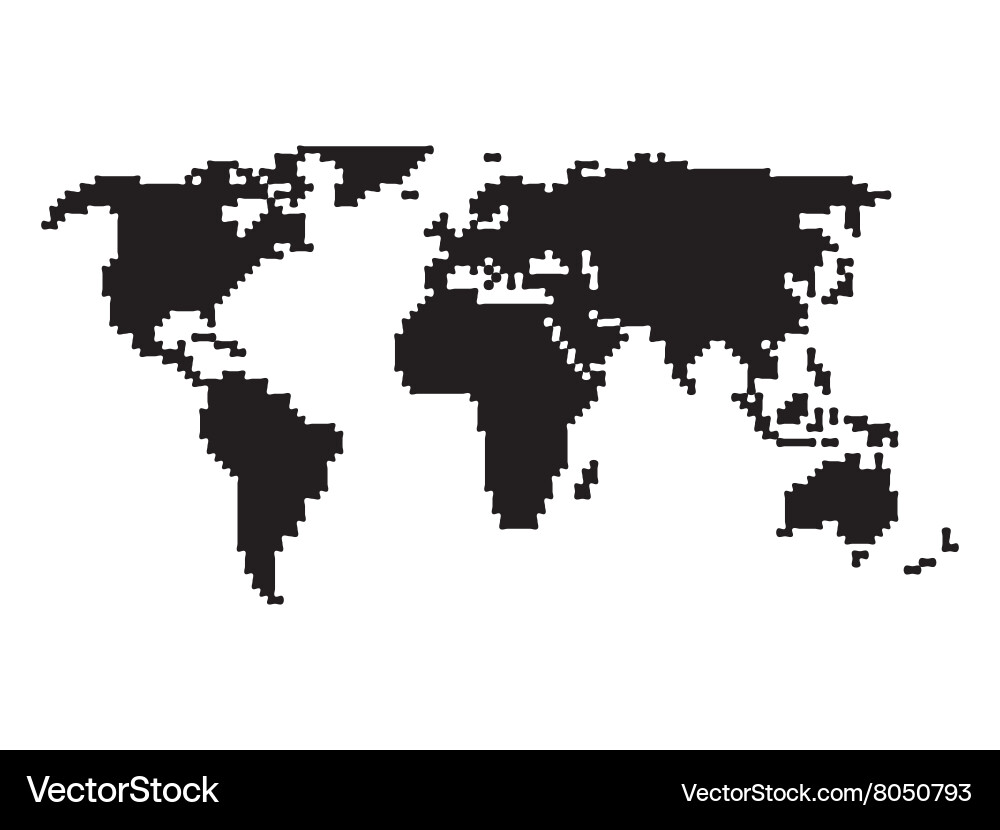 Pixelated world map Royalty Free Vector Image - VectorStock