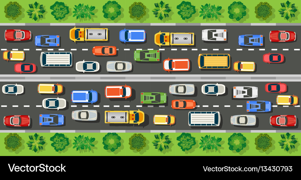 Road top view with highways Royalty Free Vector Image