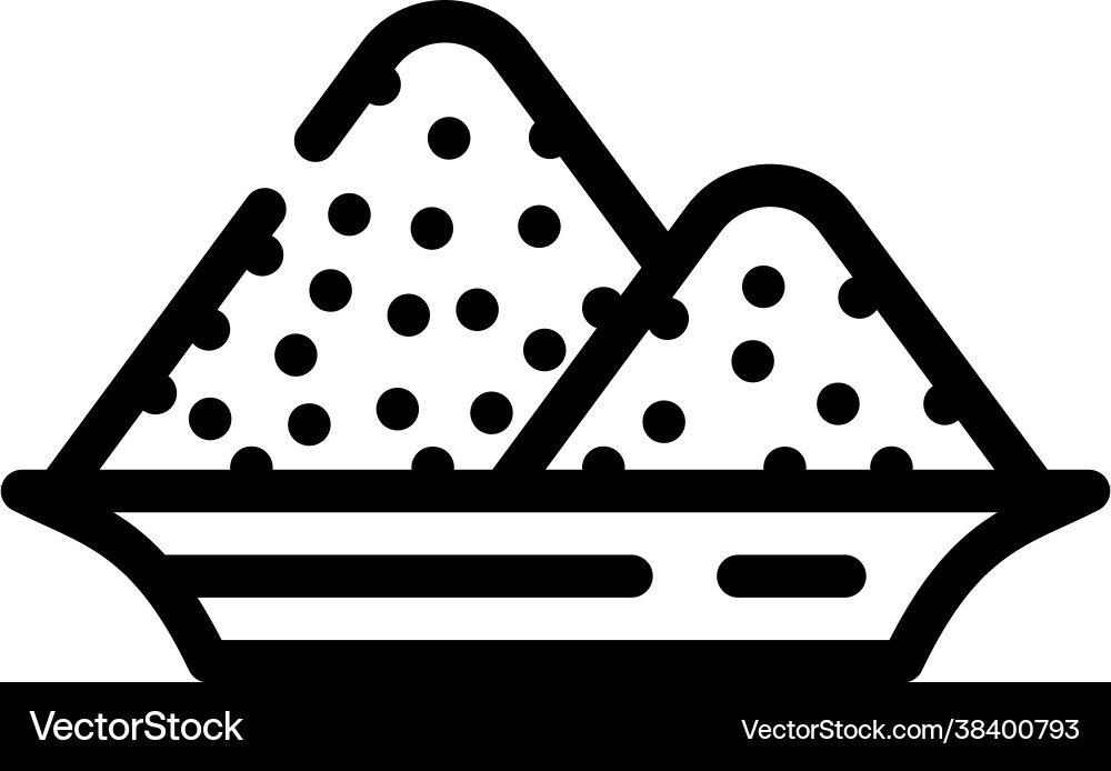 Salt heap in plate line icon Royalty Free Vector Image