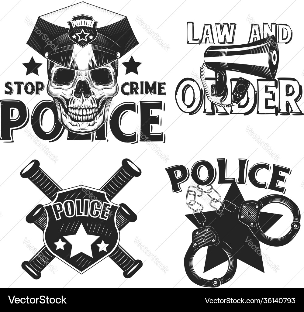 Set vintage police emblems labels badges logos Vector Image