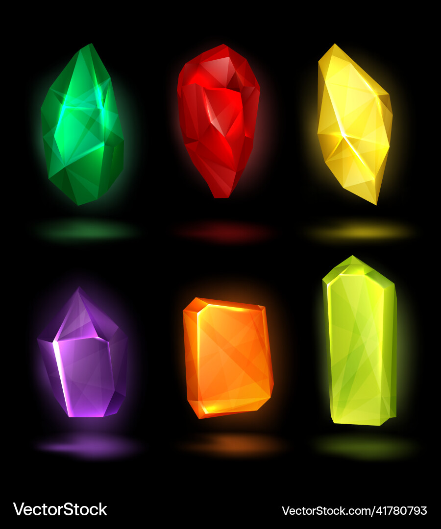 Shiny gem realistic glass crystals gaming Vector Image