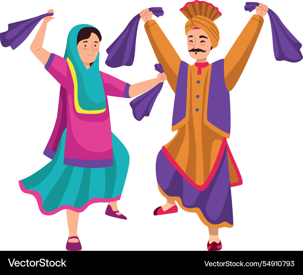 Sikh dancers indian culture Royalty Free Vector Image