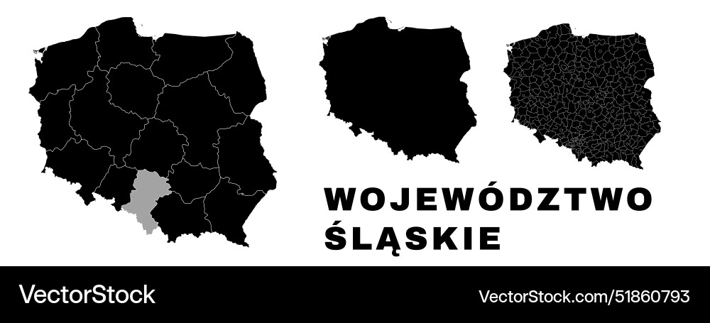Silesian map polish state poland administrative Vector Image