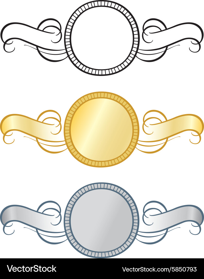 Silver Medals - Retro Style Awards Royalty Free Vector Image