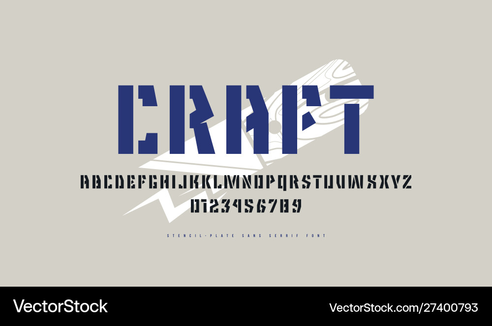 Stencil-plate sans serif font Royalty Free Vector Image