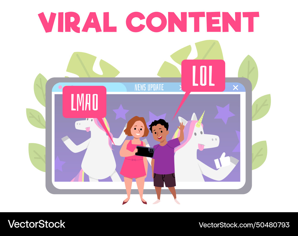 Viral entertaining content for kids banner flat Vector Image