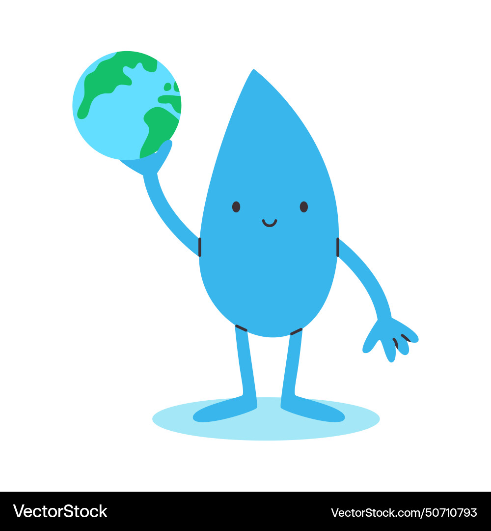 Water character holding earth Royalty Free Vector Image