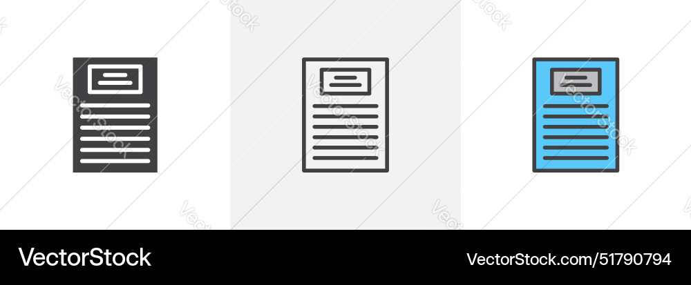 Assignment icon set black filled and outlined Vector Image