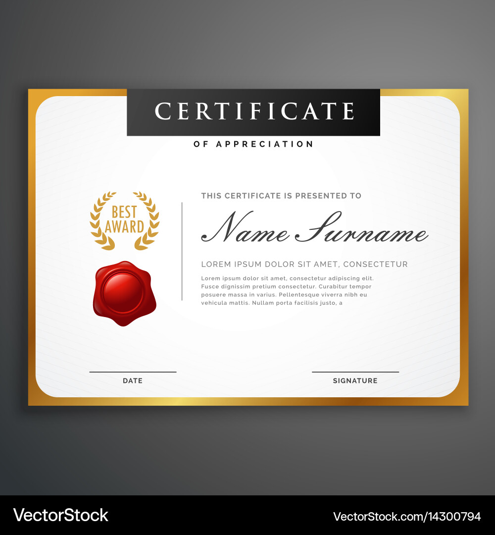 Elegant clean certificate template layout design Vector Image