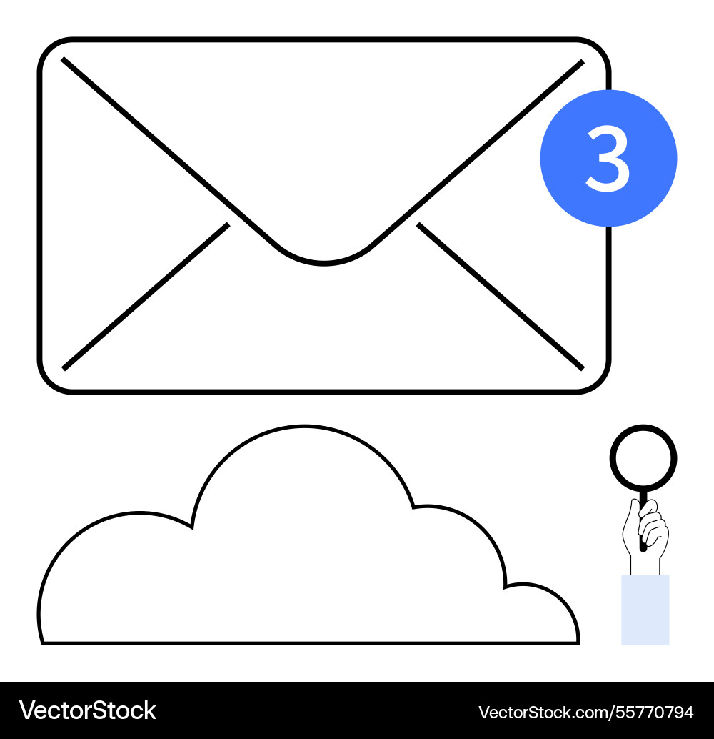 Email notification with cloud storage Royalty Free Vector