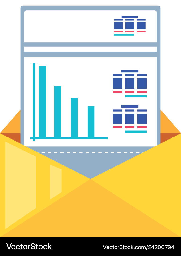 Envelope mail and document with infographic Vector Image