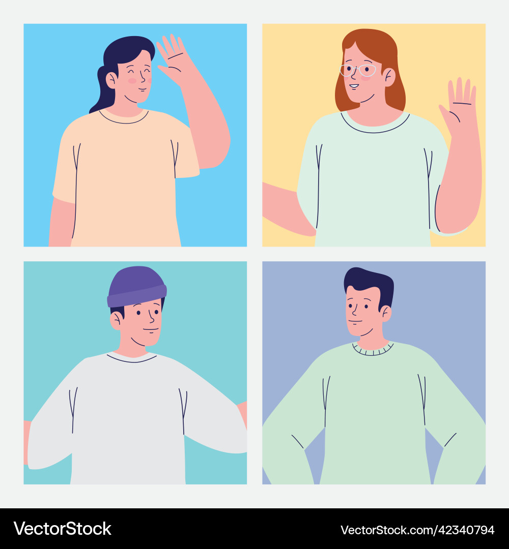 Four friends group Royalty Free Vector Image - VectorStock