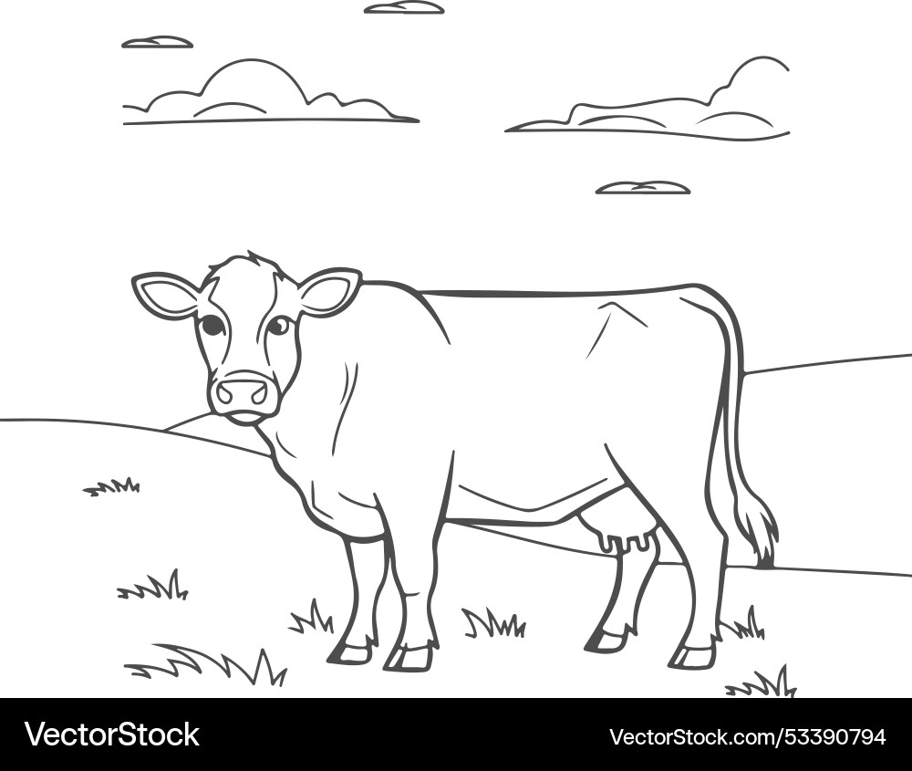 Hand drawn cow outline Royalty Free Vector Image