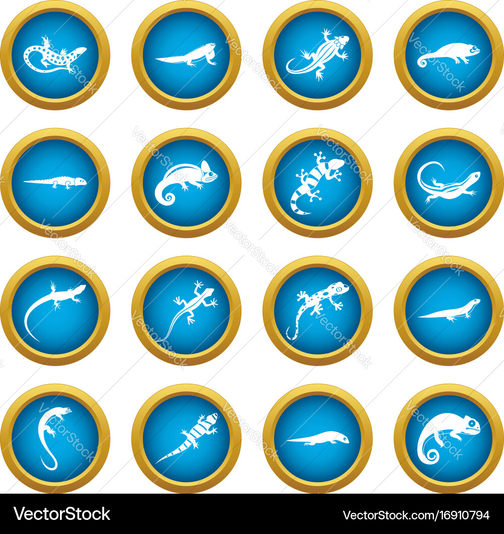 Lizard icons blue circle set Royalty Free Vector Image