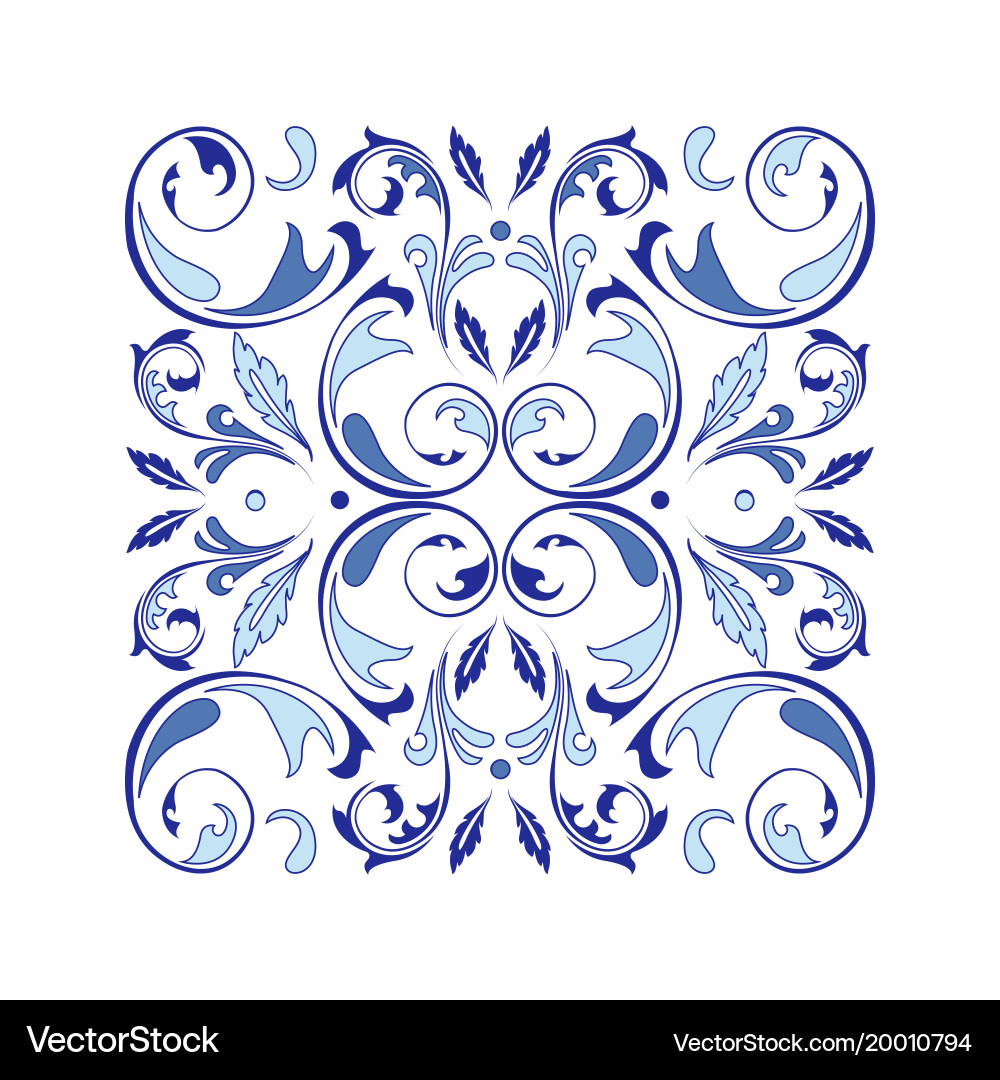 Oriental square ornament with arabesques elements Vector Image