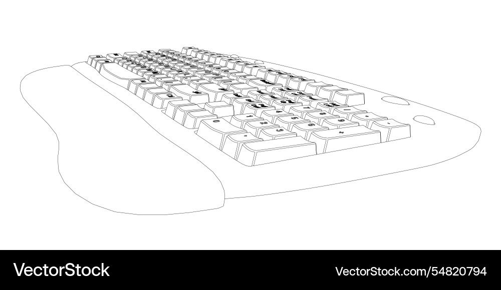 Outline of a computer keyboard from black lines Vector Image