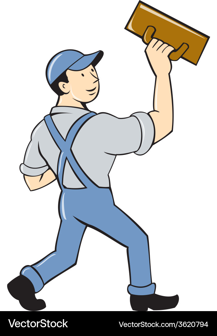 Plasterer masonry trowel cartoon Royalty Free Vector Image