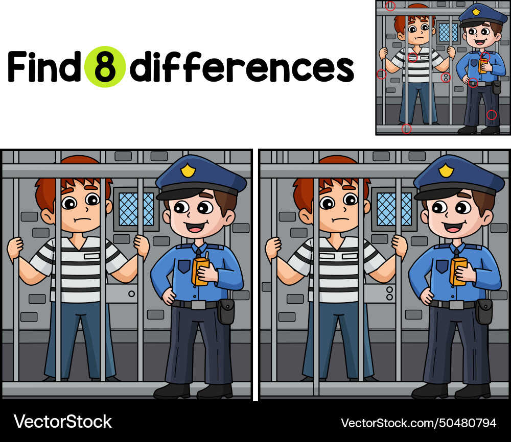 Police man and prisoner find the differences Vector Image