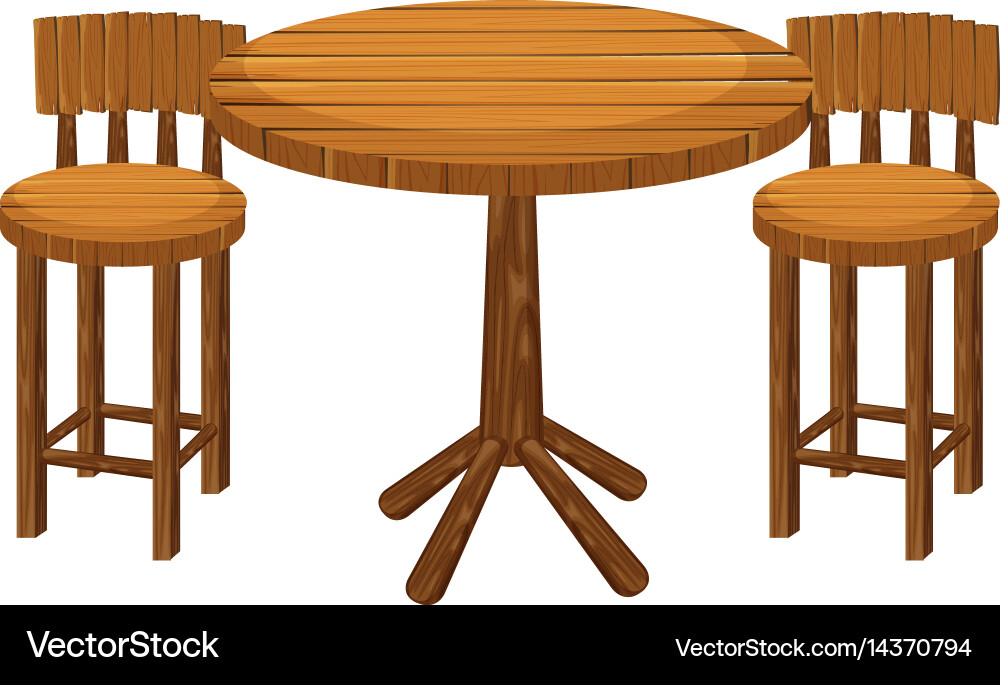 Round wooden table and chairs Royalty Free Vector Image