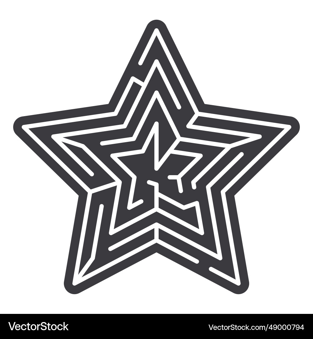 Simple star shaped maze cut out Royalty Free Vector Image