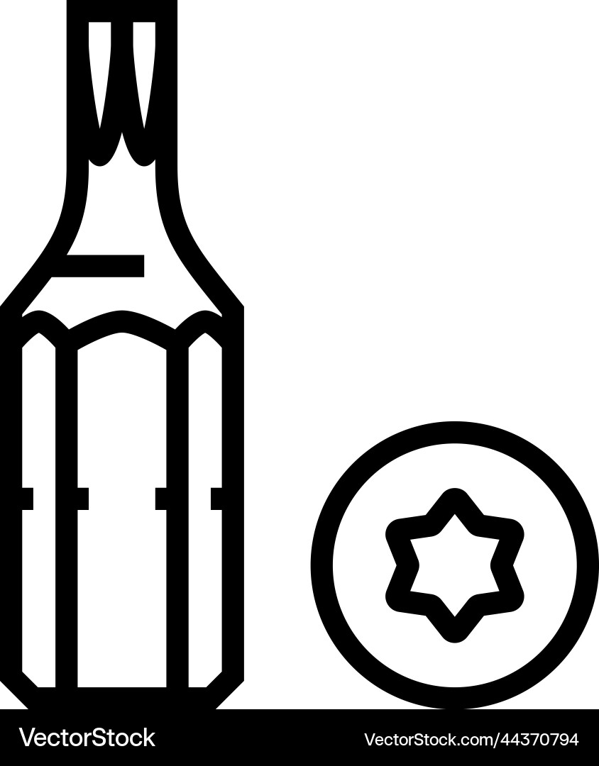 Torx drive screwdriver bit line icon Royalty Free Vector
