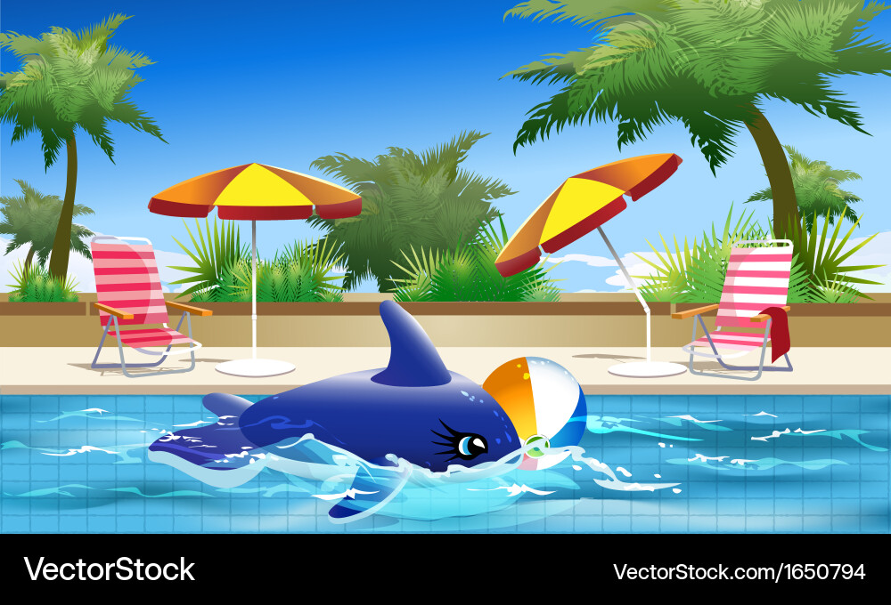 Tropical Pool Scene Royalty Free Vector Image - VectorStock