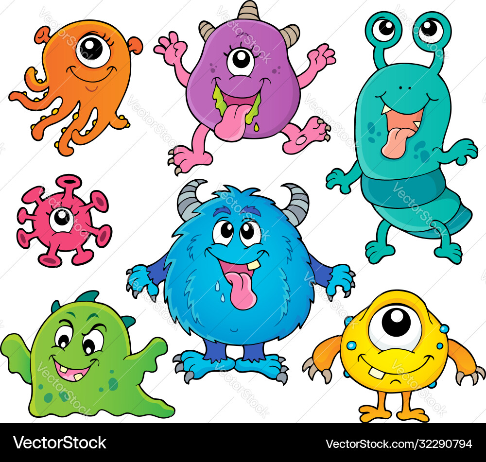 Various monsters theme set 1 Royalty Free Vector Image