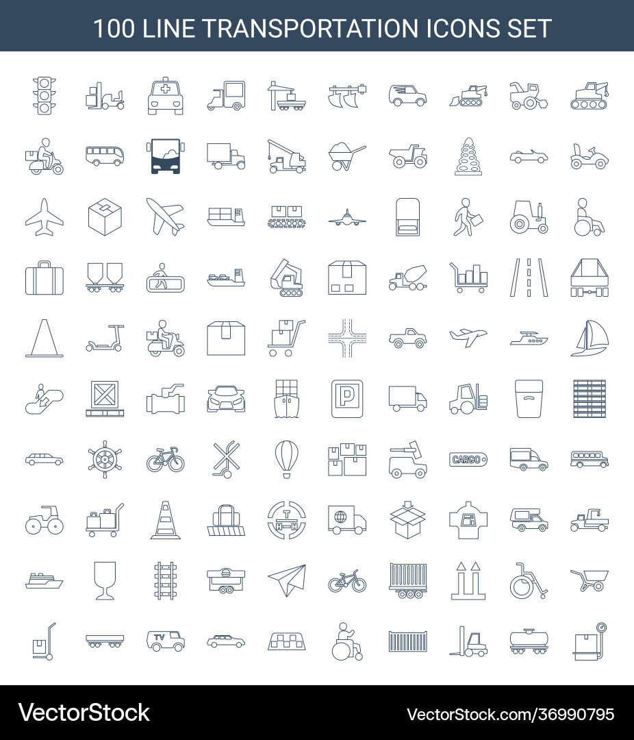 100 transportation icons – Free Vector | VectorStock
