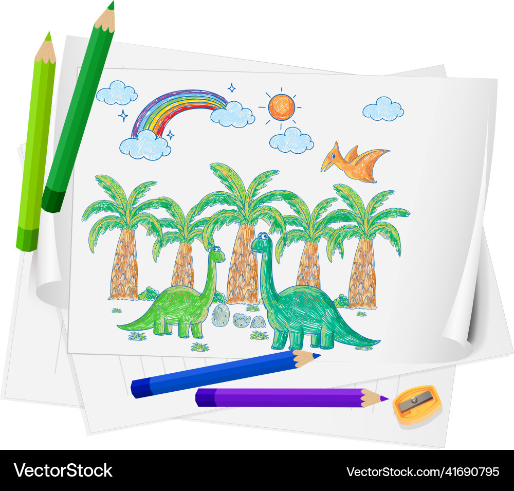 A paper with doodle sketch design color Royalty Free Vector