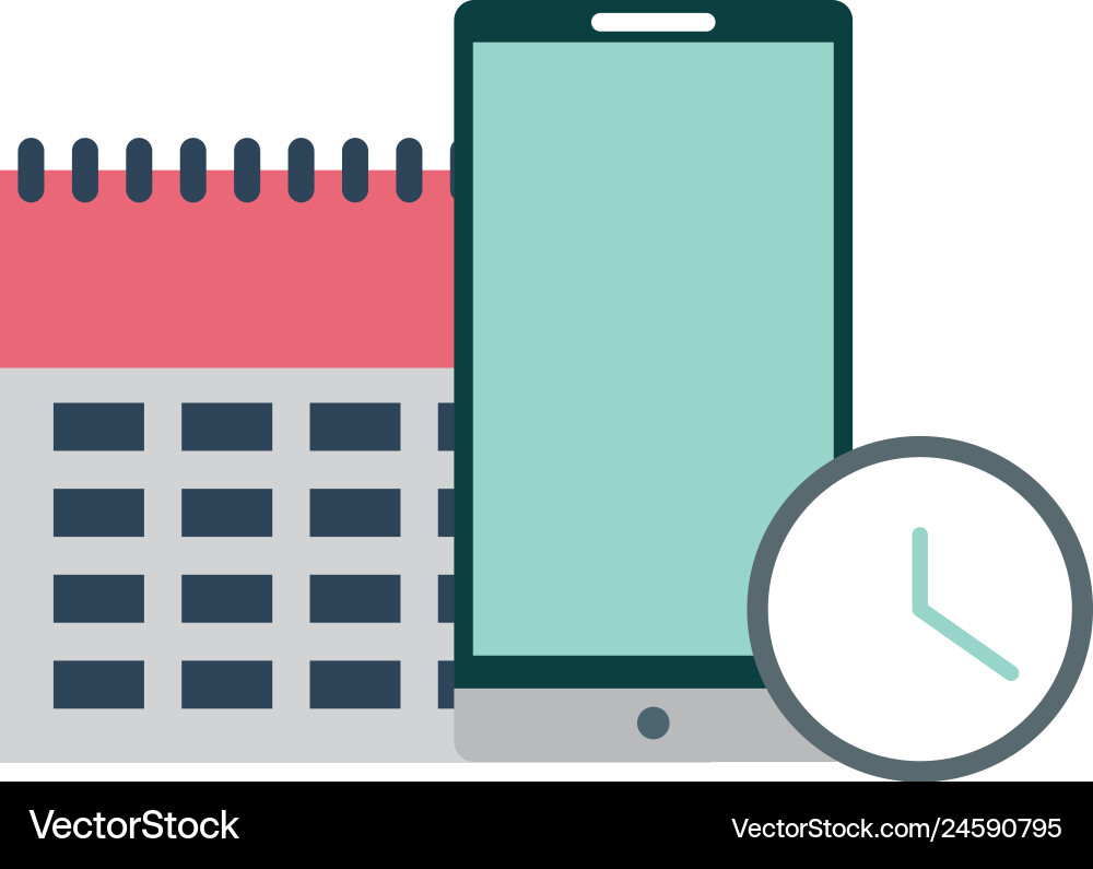 Calendar reminder with smartphone and clock Vector Image