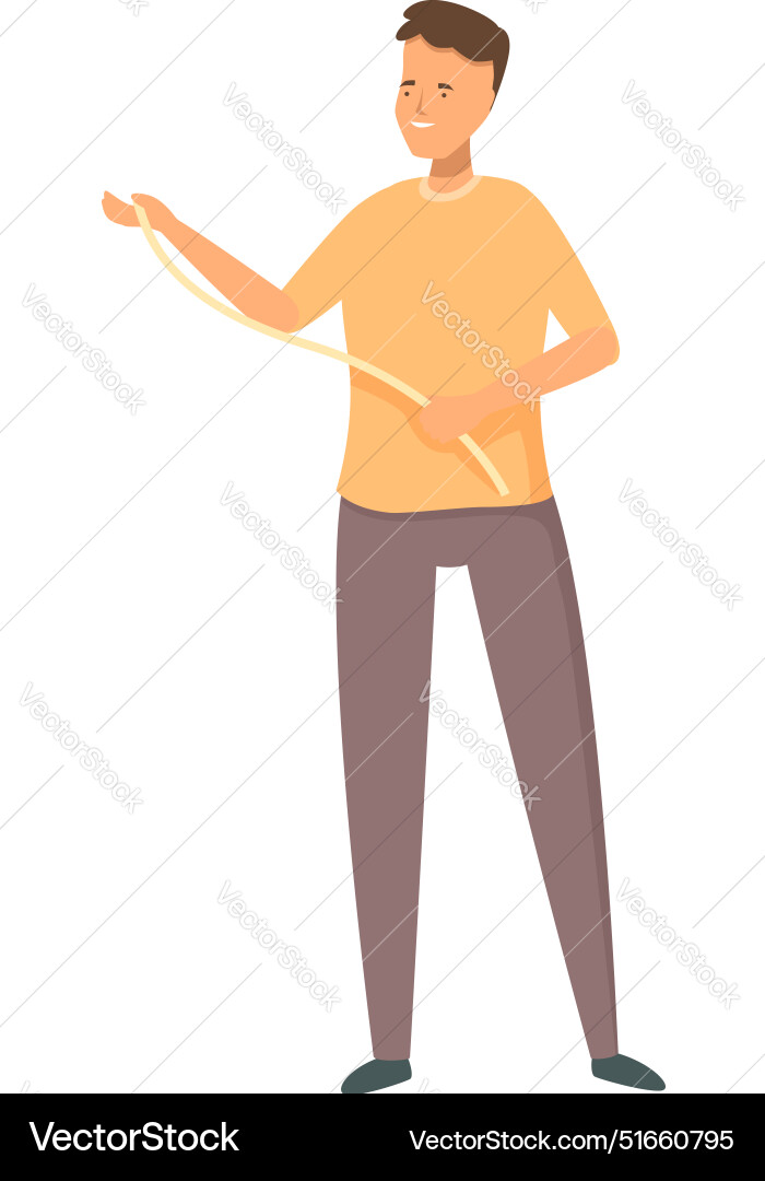 Electrician holding cable smiling fixing Vector Image