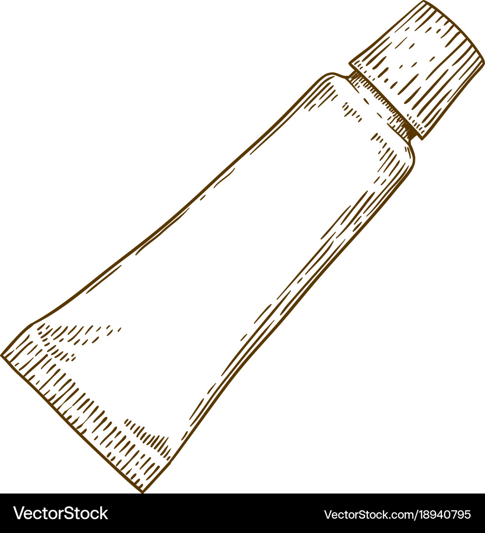 Engraving of toothpaste tube Royalty Free Vector Image