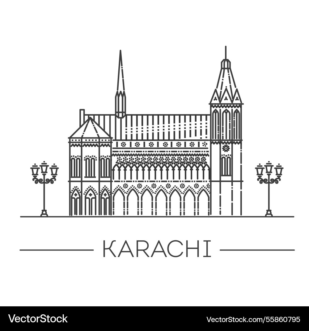Karachi frere hall outline karachi skyline Vector Image