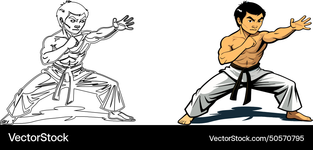 Karate master in competition clothing Royalty Free Vector