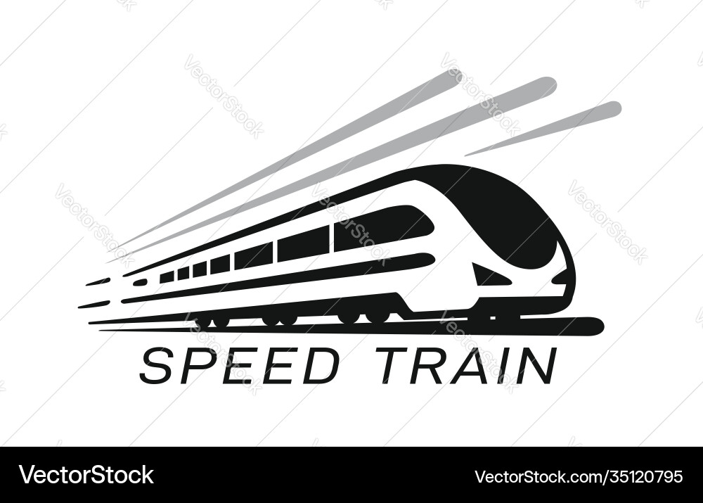 Modern high speed train emblem Royalty Free Vector Image