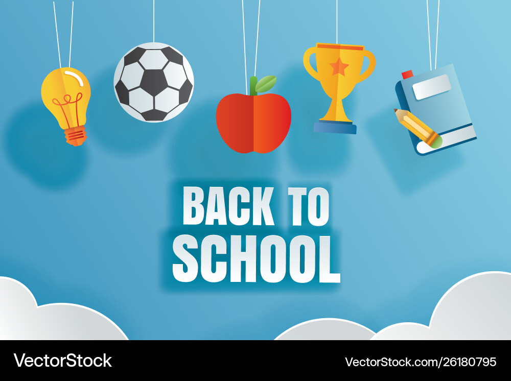 Paper Art Back to School Banner Royalty Free Vector Image