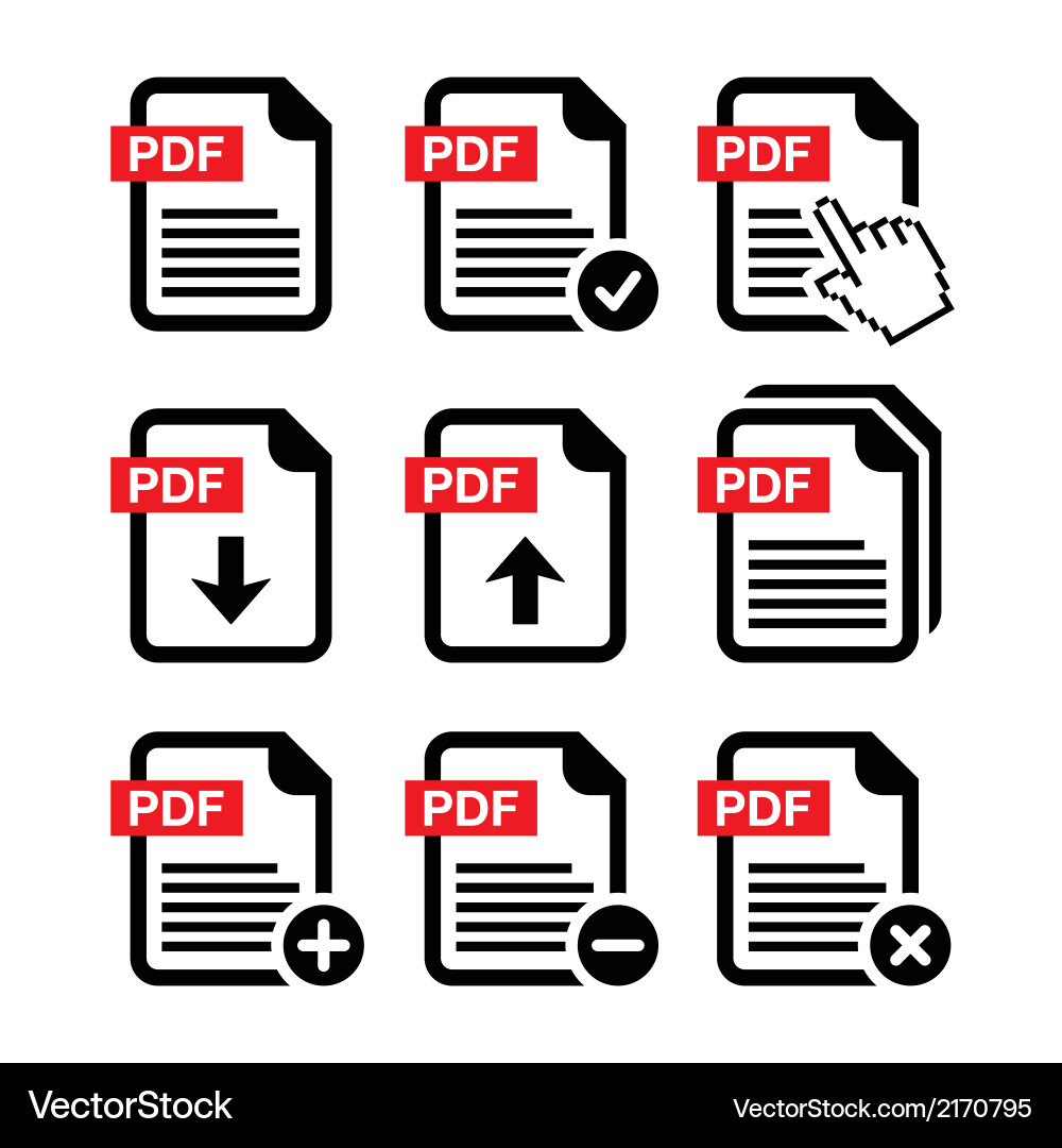 PDF Icons: Download & Upload Royalty Free Vector Image