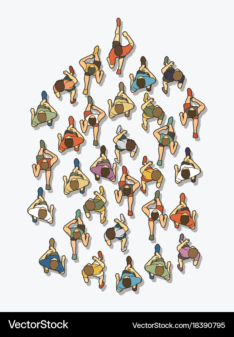 People running top view marathon bird eye Vector Image