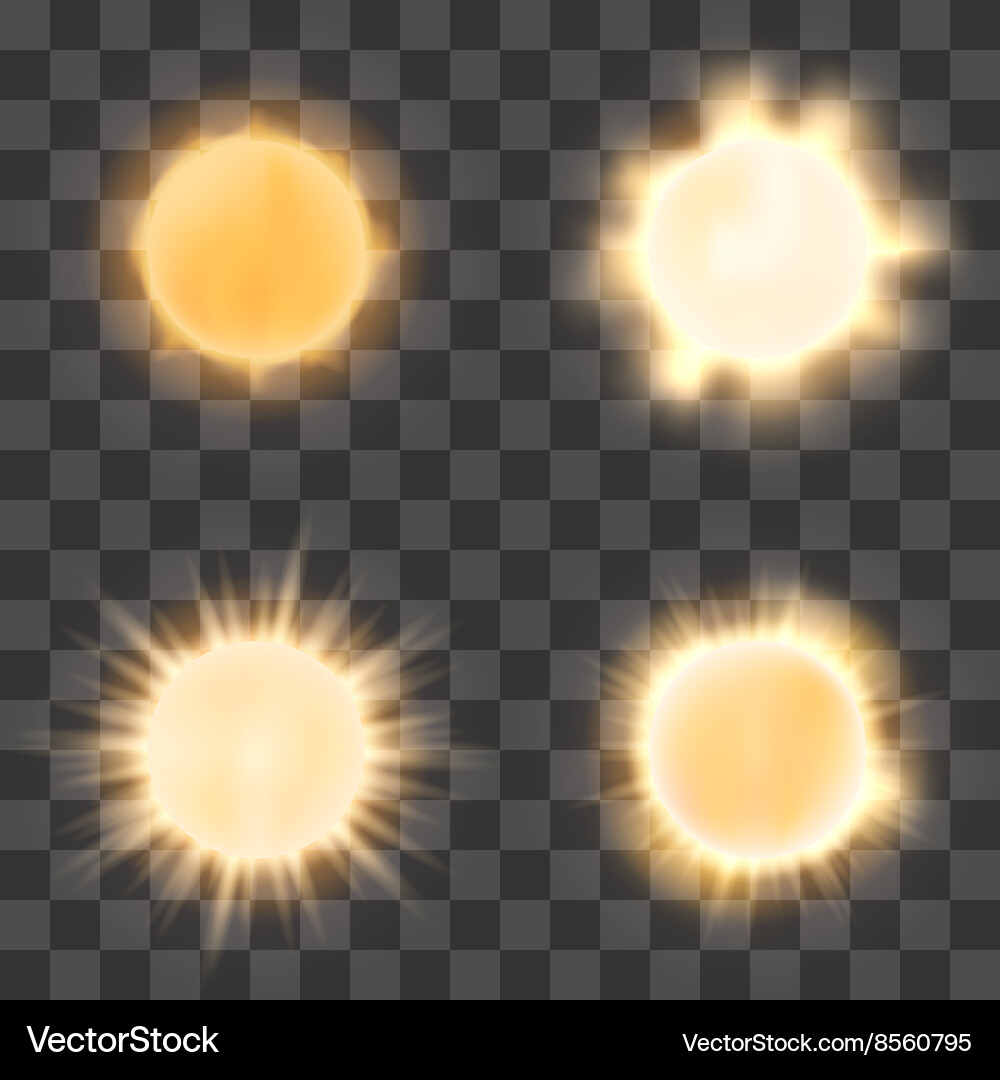 Realistic sun on transparent background Royalty Free Vector
