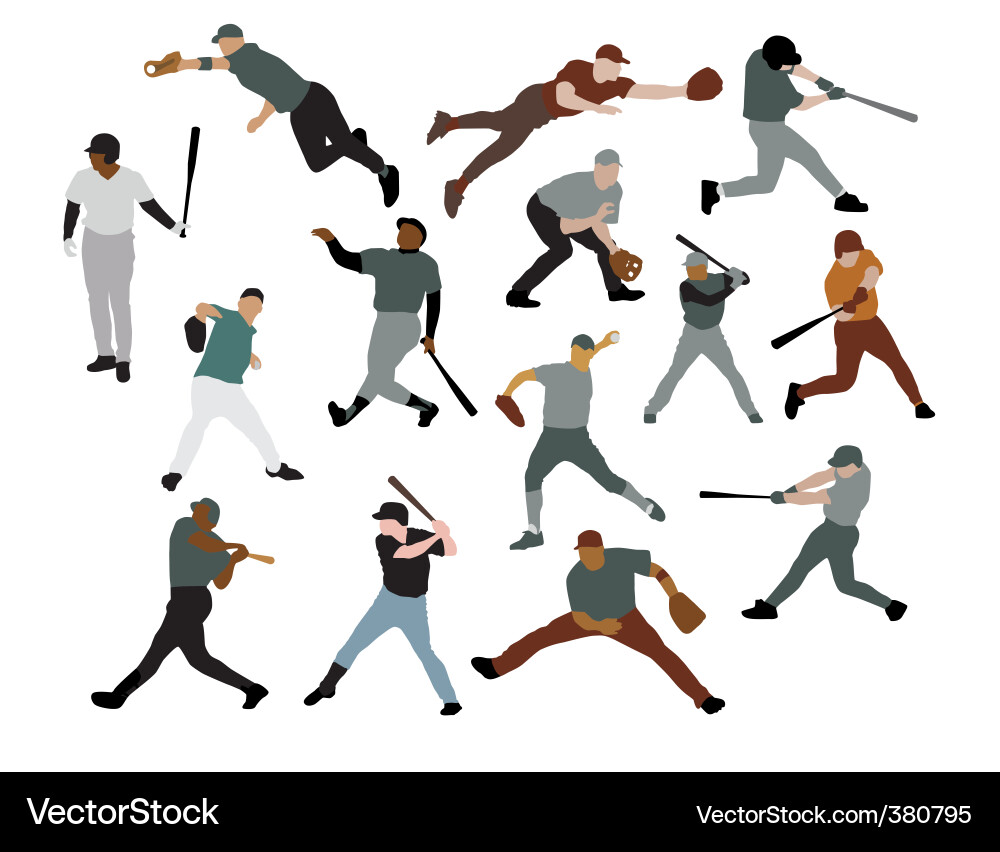 Set of baseball players Royalty Free Vector Image