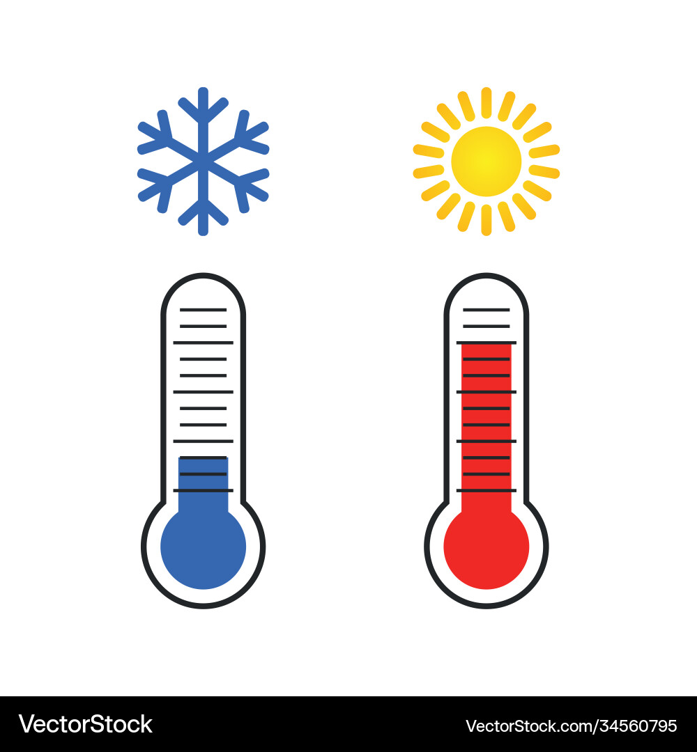Thermometer measuring heat and cold with sun Vector Image