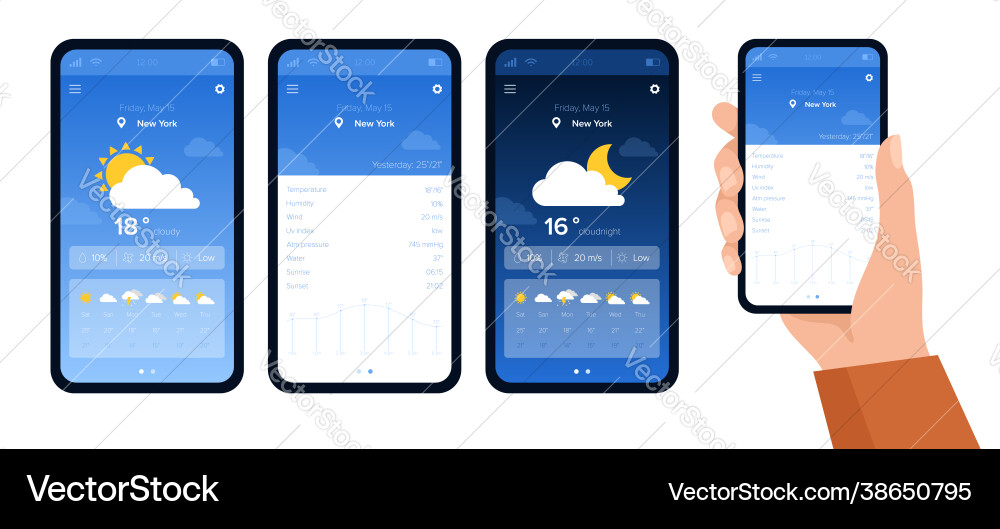 Weather forecast widget Royalty Free Vector Image