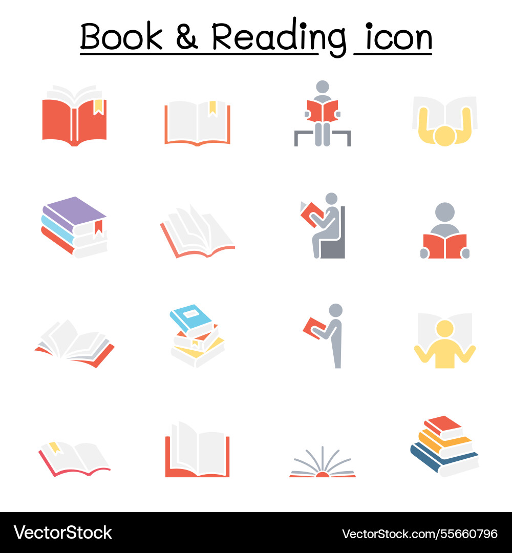 Book and reading icon set in thin lines tyle Vector Image