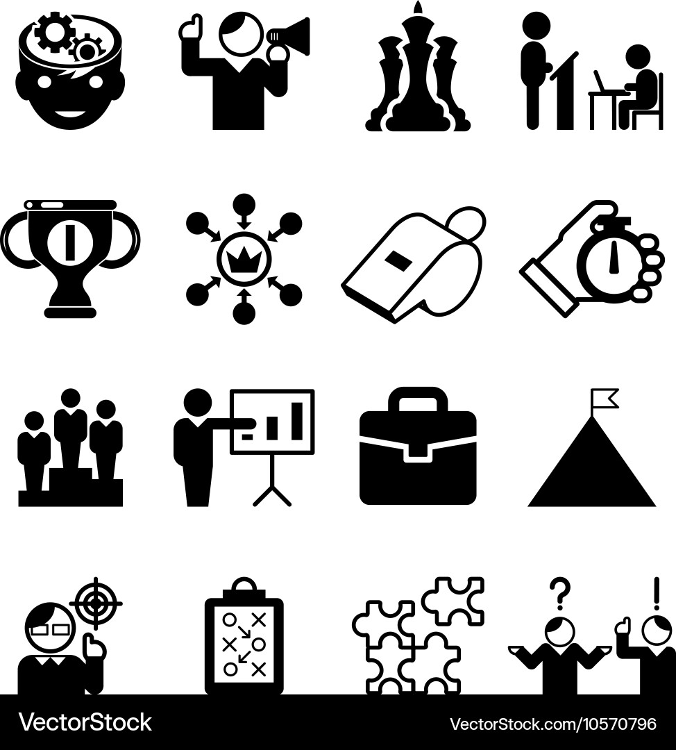 Business mentoring icons and coaching signs Vector Image